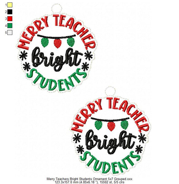 Merry Teacher Bright Students Ornament – A-Z Blanks and Designs