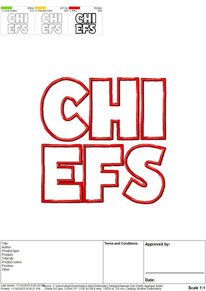 Kansas City Chiefs Applique – A-Z Blanks and Designs