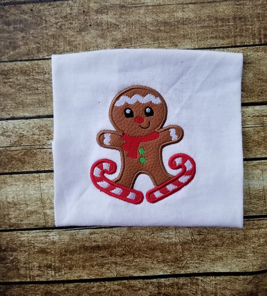 Skiing Gingerbread Man Applique – A-Z Blanks and Designs