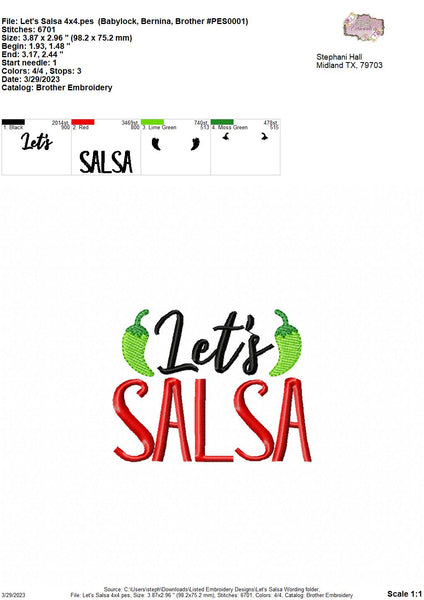 Let's Salsa Wording – A-Z Blanks and Designs